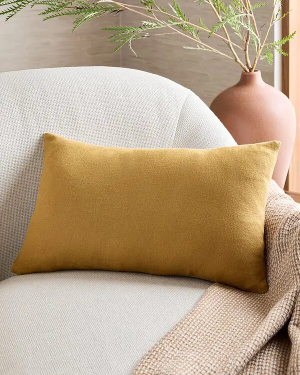Quince Reversible Linen Bamboo Pillow Cover - Turmeric/flax
