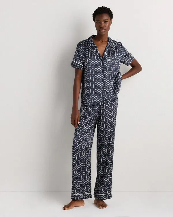 Quince Satin Short Sleeve Pajama Top - Tiny Diamonds