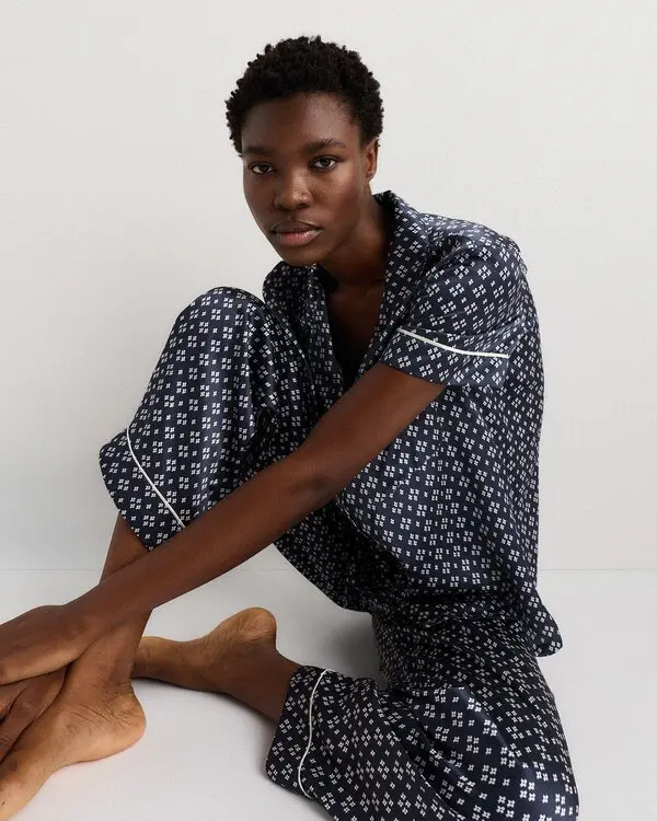 Quince Satin Short Sleeve Pajama Top - Tiny Diamonds