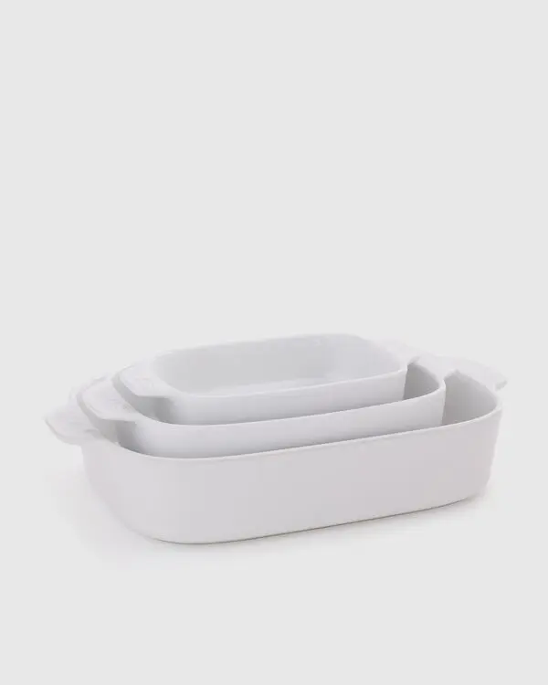 Quince Staub Stoneware Rectangular Baking Dishes, Set Of 3 - White