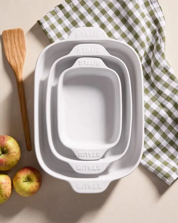Quince Staub Stoneware Rectangular Baking Dishes, Set Of 3 - White