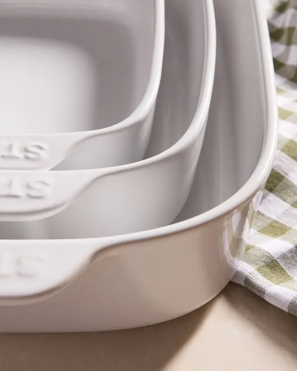 Quince Staub Stoneware Rectangular Baking Dishes, Set Of 3 - White