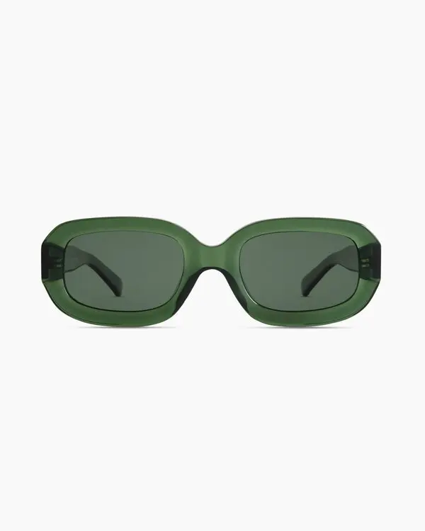 Quince Santorini Polarized Acetate Sunglasses - Clear Sage With Green Lens