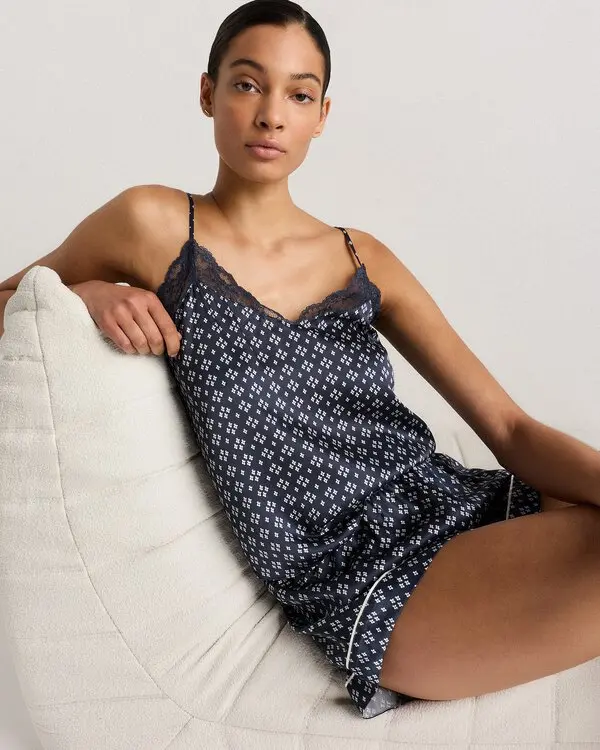 Quince Satin Pajama Shorts - Tiny Diamonds