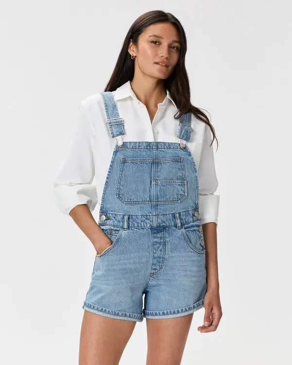Quince Organic Denim Shortalls - Icey Blue