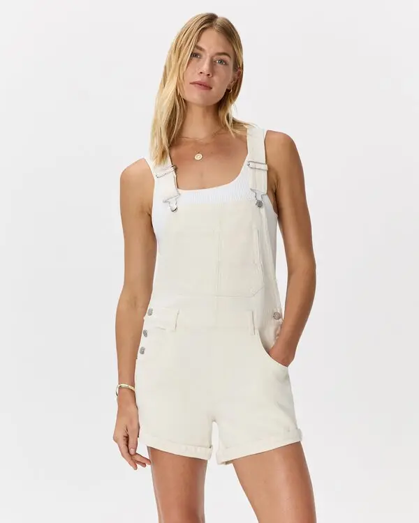Quince Organic Denim Shortalls - Vintage White