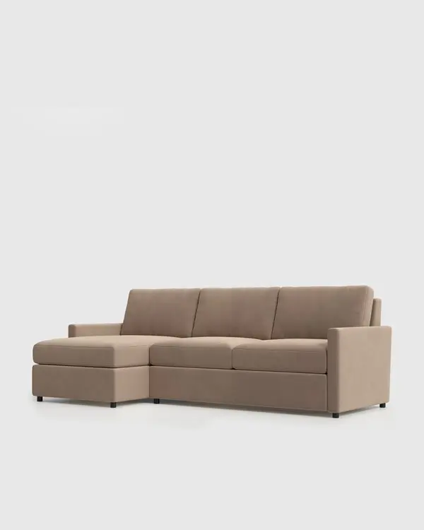 Quince Brennan Chaise Sectional In Performance Velvet - Ivory