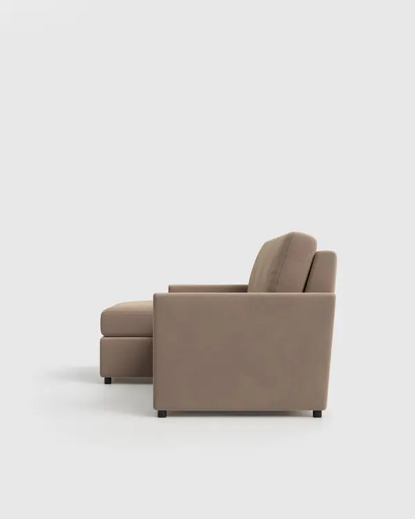 Quince Brennan Chaise Sectional In Performance Velvet - Ivory
