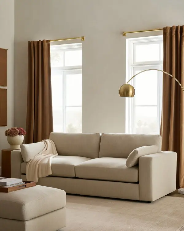 Quince Ashford Deep Seat Sofa In Performance Chenille Linen Blend - Eggshell