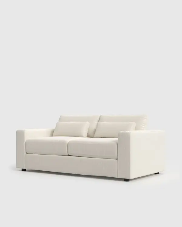 Quince Ashford Deep Seat Sofa In Performance Chenille Linen Blend - Eggshell