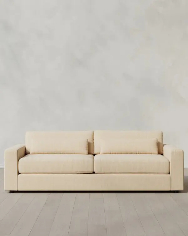 Quince Ashford Deep Seat Sofa In Performance Chenille Linen Blend - Eggshell