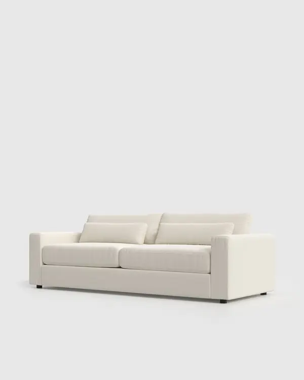 Quince Ashford Deep Seat Sofa In Performance Chenille Linen Blend - Eggshell