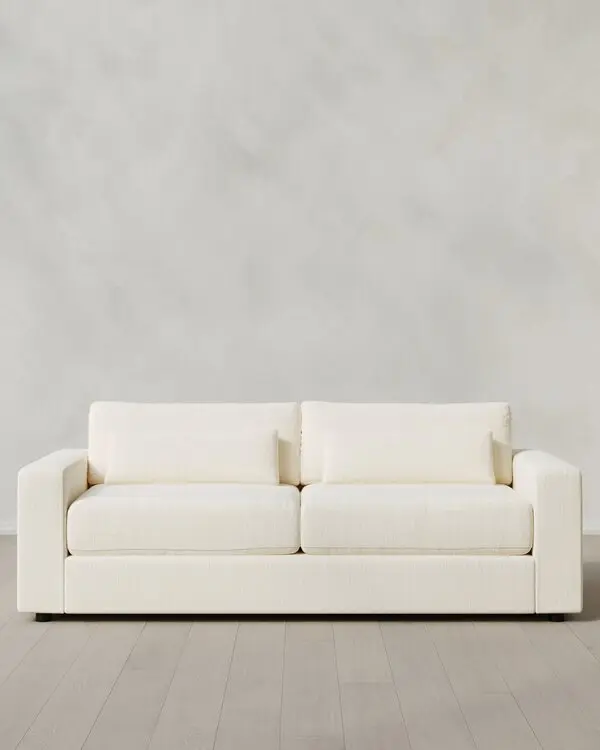 Quince Ashford Deep Seat Sofa In Performance Chenille Linen Blend - Snow