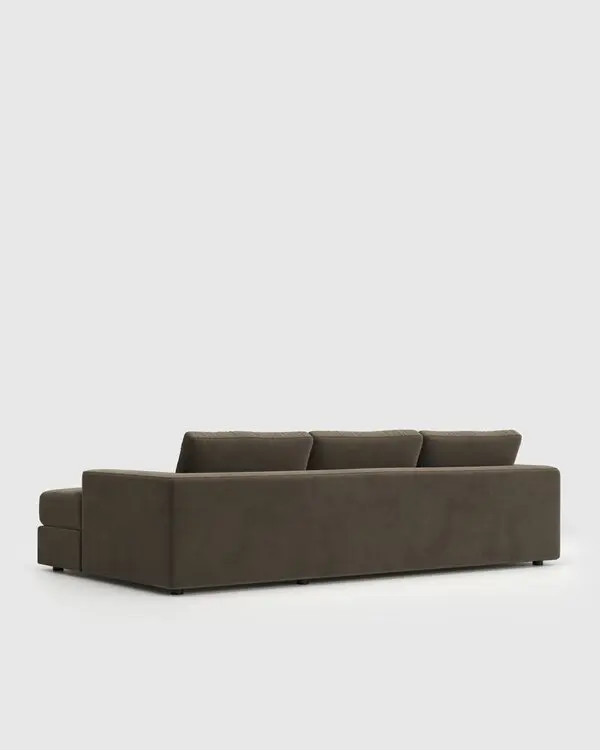 Quince Ashford Deep Seat Chaise Sectional In Performance Velvet - Ivory