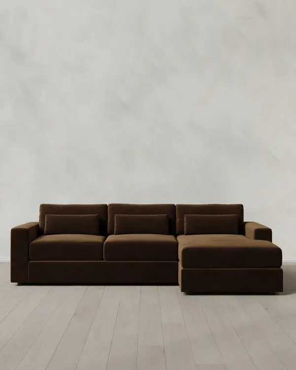 Quince Ashford Deep Seat Chaise Sectional In Performance Velvet - Java
