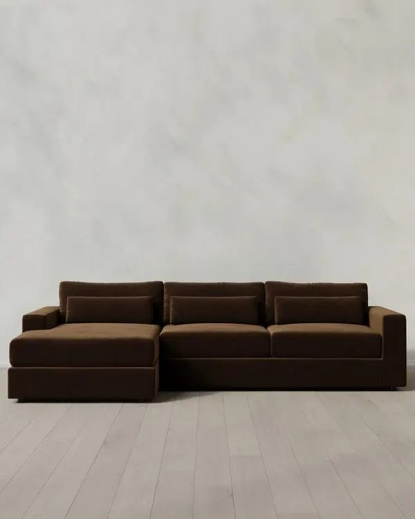 Quince Ashford Deep Seat Chaise Sectional In Performance Velvet - Java