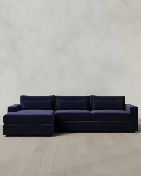 Quince Ashford Deep Seat Chaise Sectional In Performance Velvet - Midnight