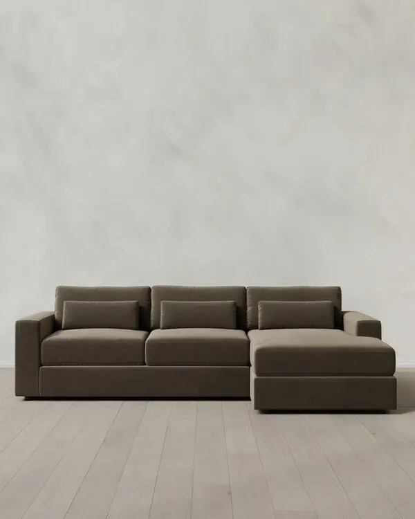 Quince Ashford Deep Seat Chaise Sectional In Performance Velvet - Sable