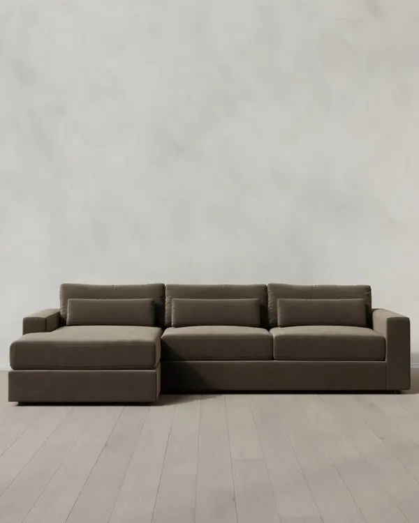 Quince Ashford Deep Seat Chaise Sectional In Performance Velvet - Sable