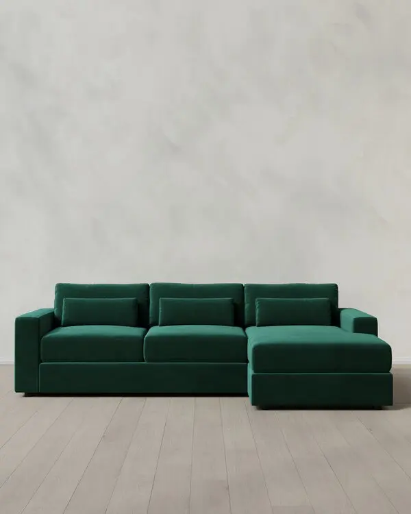 Quince Ashford Deep Seat Chaise Sectional In Performance Velvet - Spruce