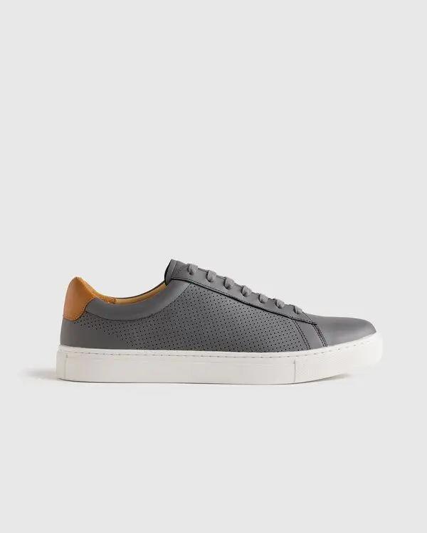 Quince Italian Leather Everyday Sneakers - Grey Perforated