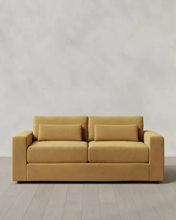 Quince Ashford Deep Seat Sofa In Performance Velvet - Caramel
