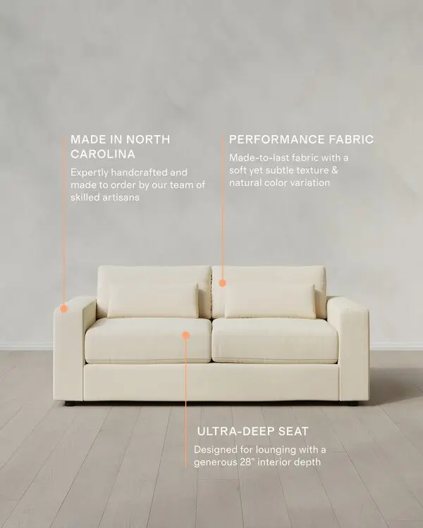 Quince Ashford Deep Seat Sofa In Performance Velvet - Ivory