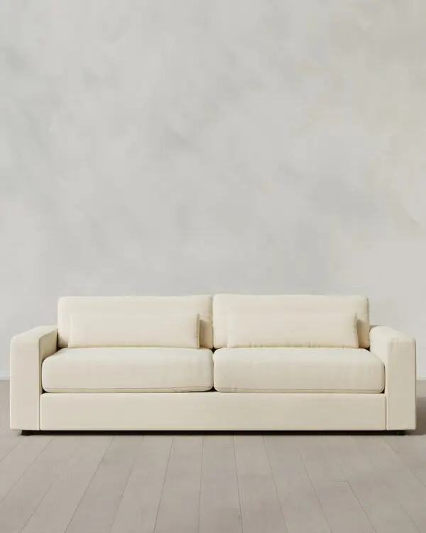 Quince Ashford Deep Seat Sofa In Performance Velvet - Ivory