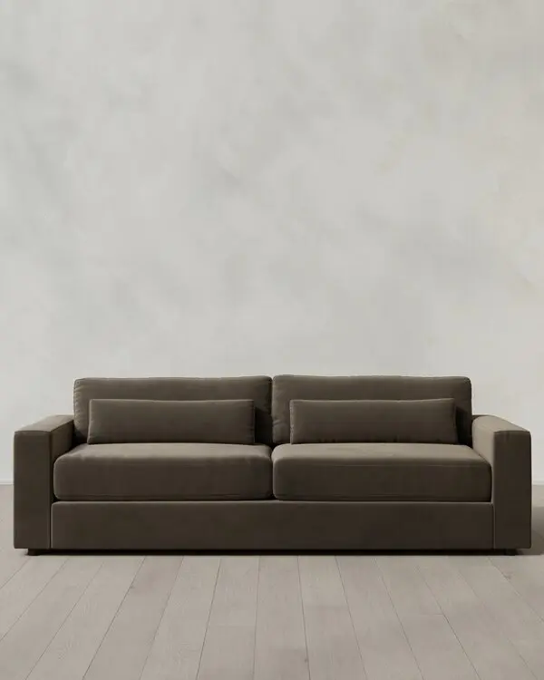 Quince Ashford Deep Seat Sofa In Performance Velvet - Sable