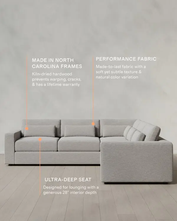Quince Ashford Deep Seat L Sectional - Fog