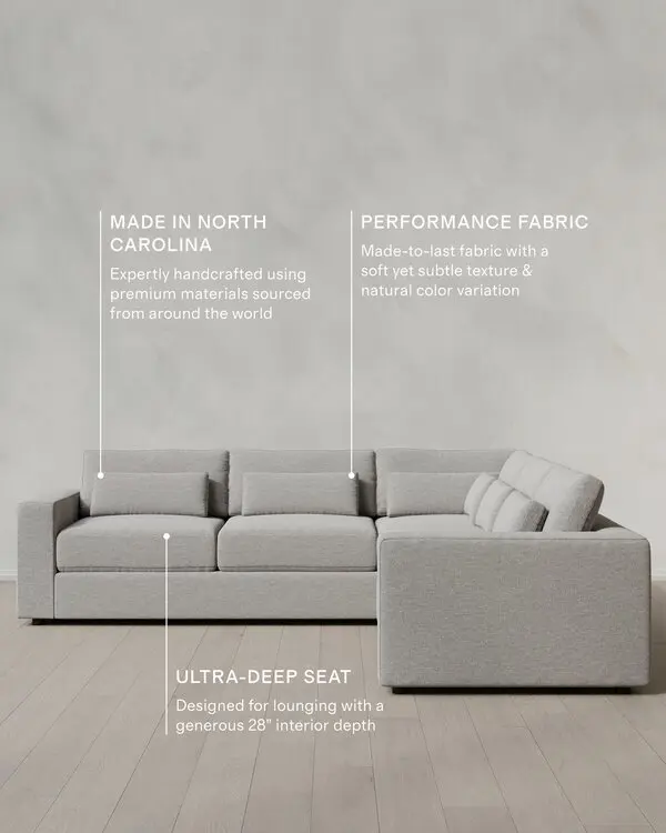 Quince Ashford Deep Seat L Sectional - Fog