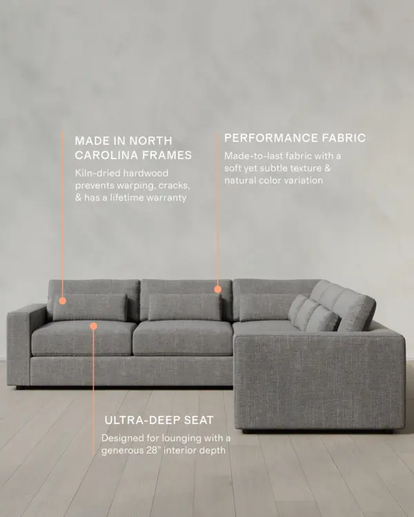 Quince Ashford Deep Seat L Sectional - Slate