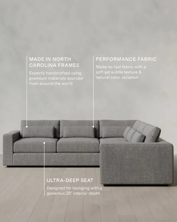 Quince Ashford Deep Seat L Sectional - Slate