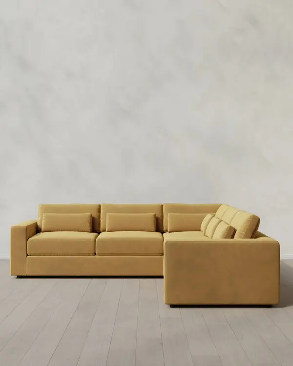 Quince Ashford Deep Seat L Sectional In Performance Velvet - Caramel