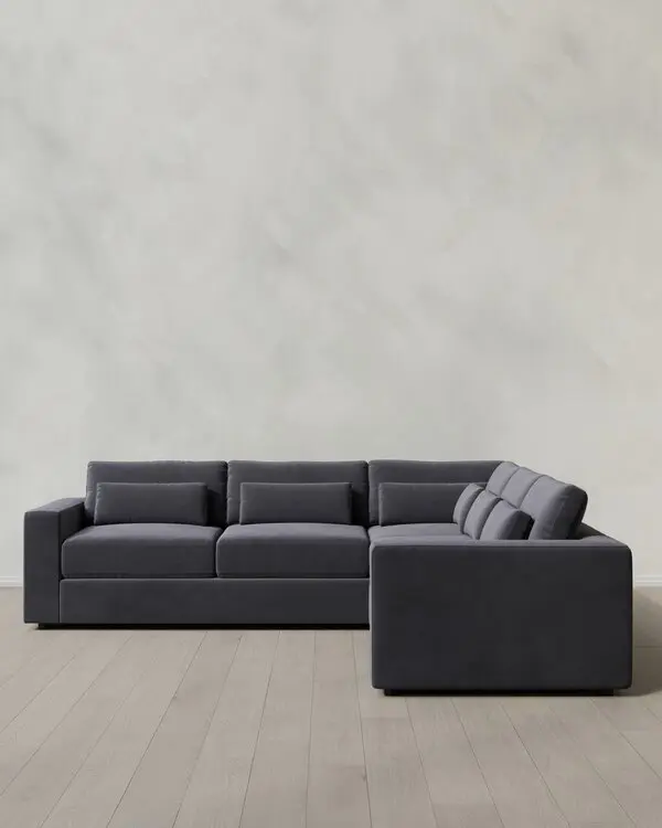 Quince Ashford Deep Seat L Sectional In Performance Velvet - Gunmetal