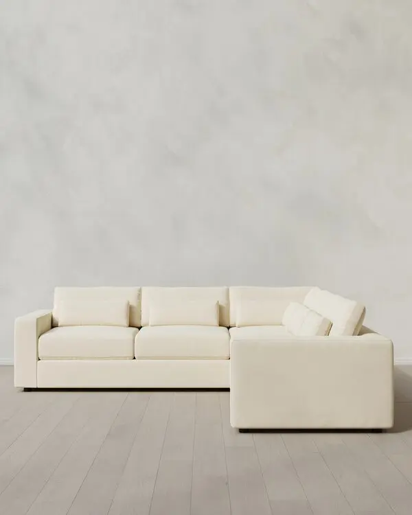 Quince Ashford Deep Seat L Sectional In Performance Velvet - Ivory