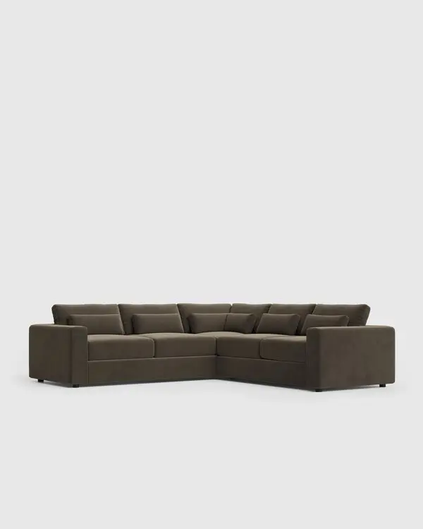 Quince Ashford Deep Seat L Sectional In Performance Velvet - Ivory