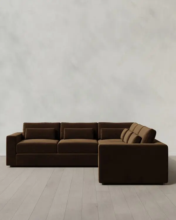 Quince Ashford Deep Seat L Sectional In Performance Velvet - Java