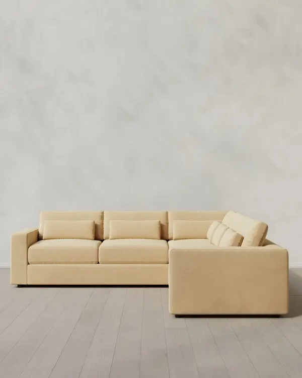 Quince Ashford Deep Seat L Sectional In Performance Velvet - Linen