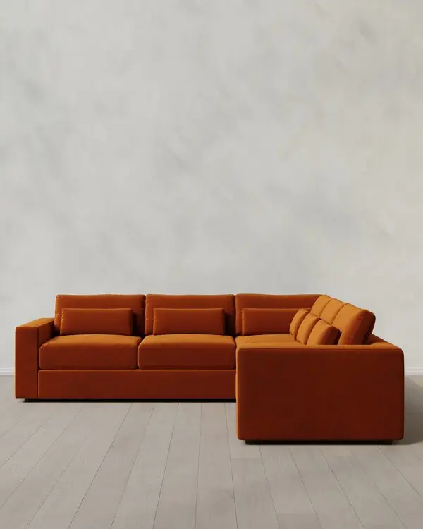 Quince Ashford Deep Seat L Sectional In Performance Velvet - Rust