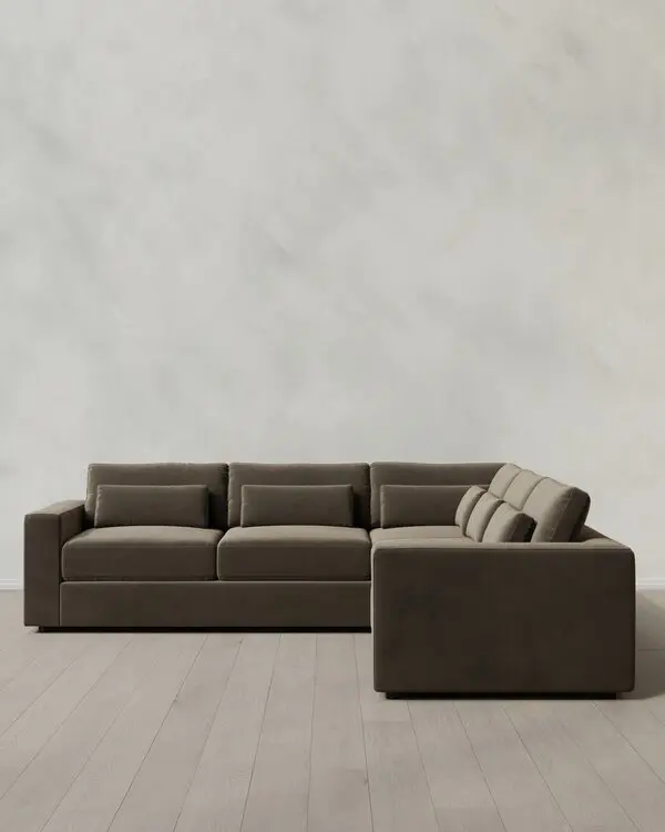 Quince Ashford Deep Seat L Sectional In Performance Velvet - Sable