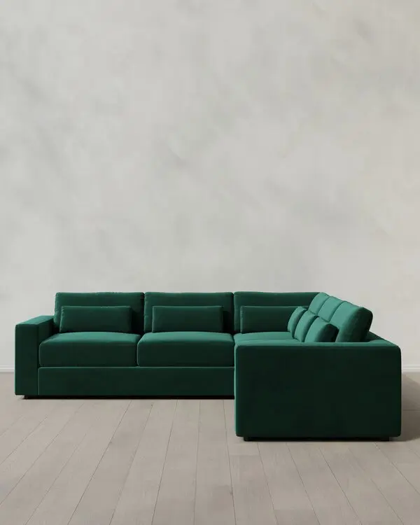 Quince Ashford Deep Seat L Sectional In Performance Velvet - Spruce