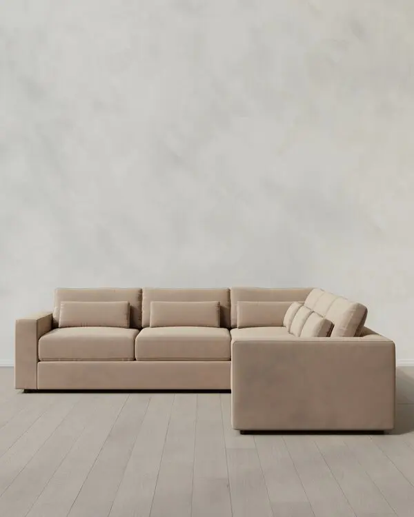 Quince Ashford Deep Seat L Sectional In Performance Velvet - Taupe