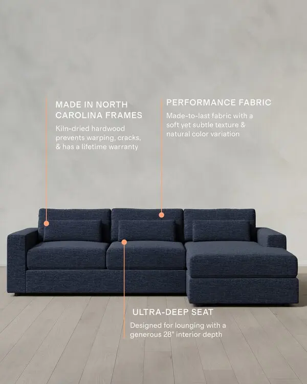 Quince Ashford Deep Seat Chaise Sectional - Ink