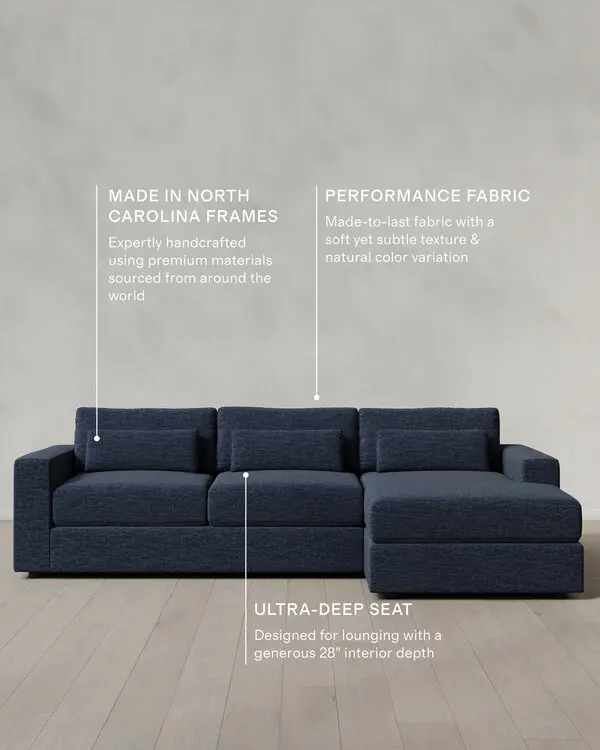 Quince Ashford Deep Seat Chaise Sectional - Ink