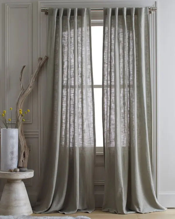 Quince Cotton Sheer Curtain Set - Grey