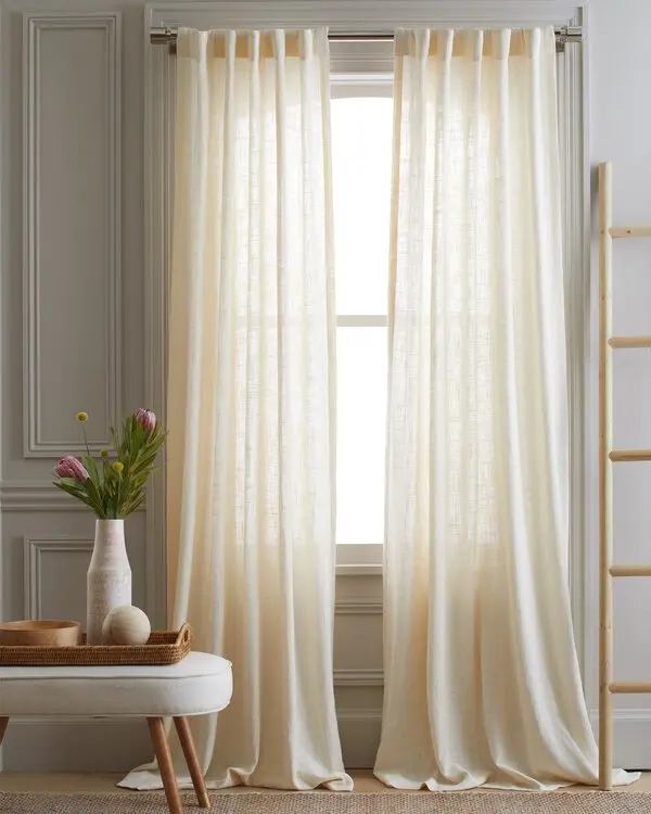 Quince Cotton Sheer Curtain Set - Ivory