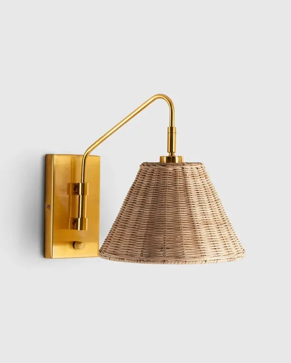 Quince Articulating Sconce With Rattan Shade