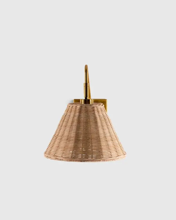 Quince Articulating Sconce With Rattan Shade