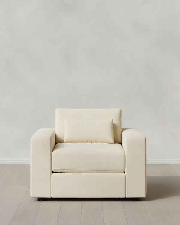 Quince Ashford Deep Seat Chair And A Half In Performance Velvet - Ivory